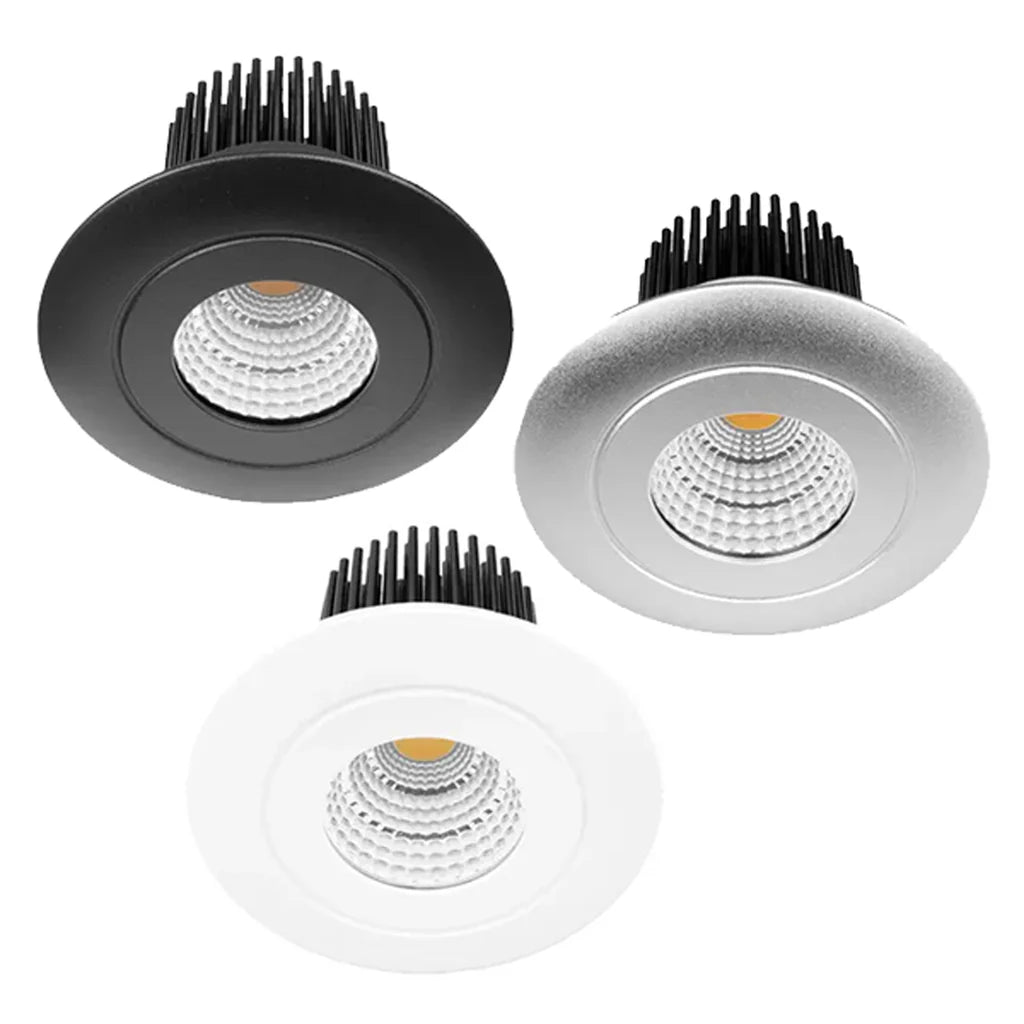 76mm LED Downlight 10w Black, Silver, White 2.7k/3k/4k/5k/Vivid CRI 90