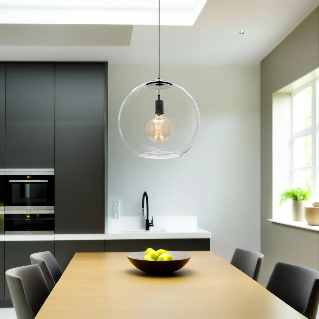 Contemporary Round Glass Pendant Light (Small or Large)