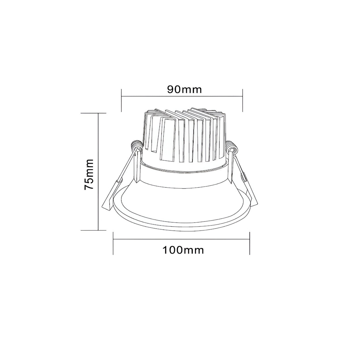12W Trimless Aluminium LED Downlight - 90mm Cut Out