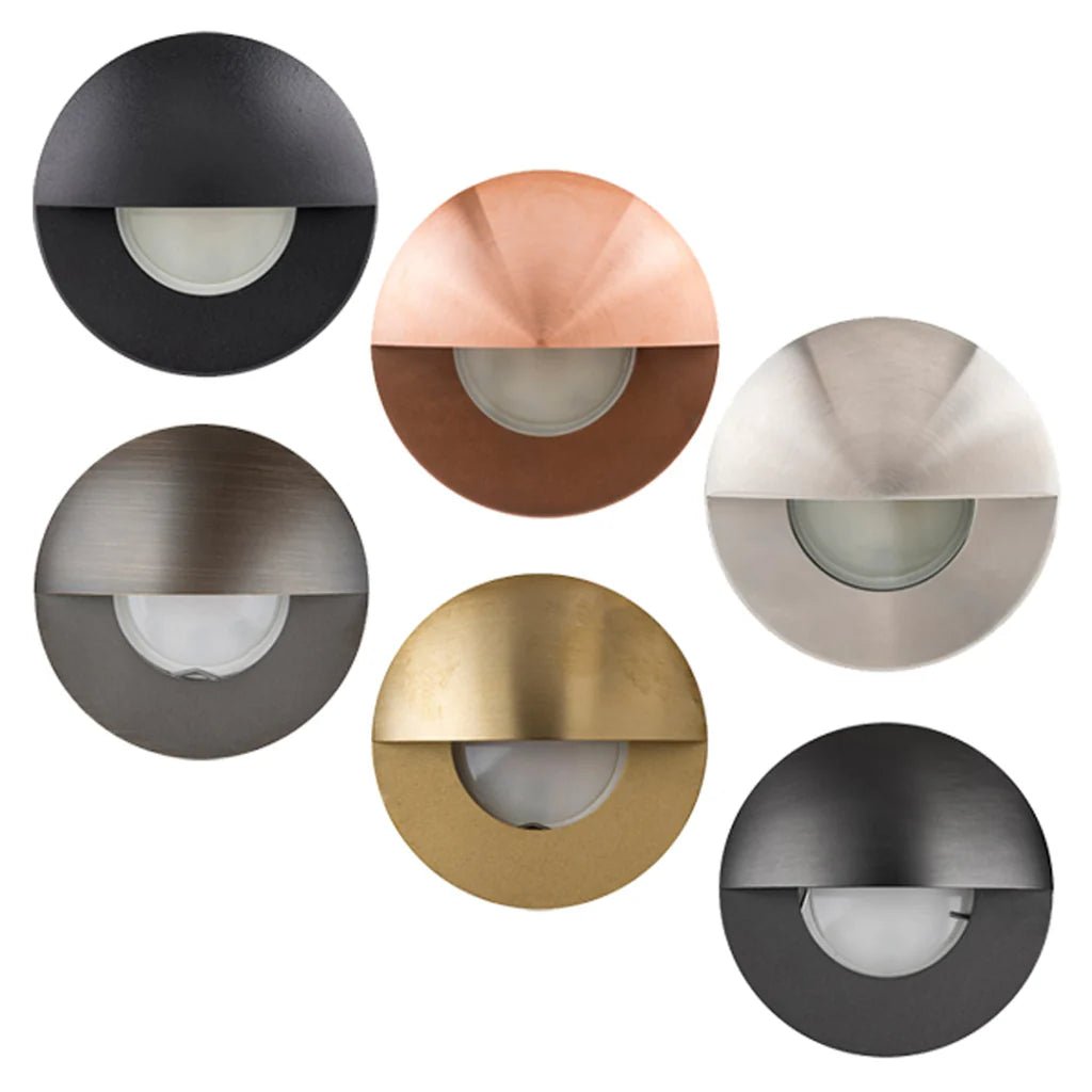 Ollo LED Step Light with Eyelid TRI Colour 5w in BLK/SS316/CP/AB/BR/GP