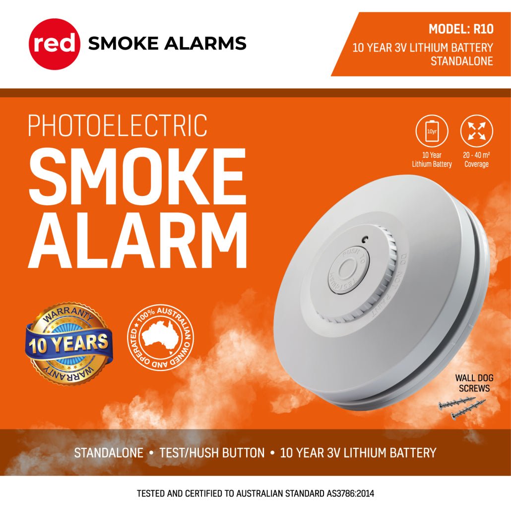 Red 10 Year Lithium Battery Smoke Alarm