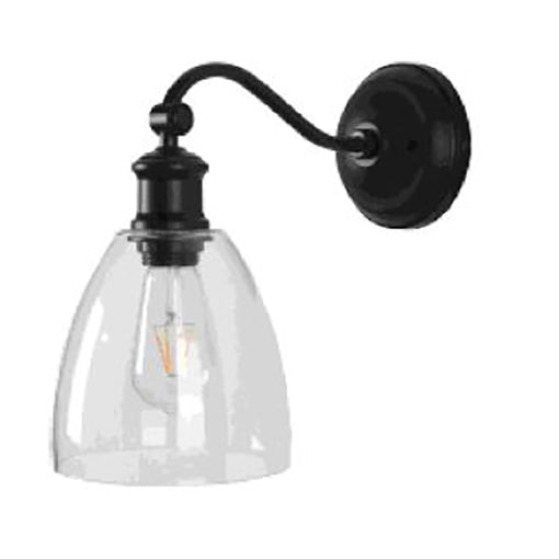 Warwick 1 Light Wall Light Black & Clear - OL69381BK
